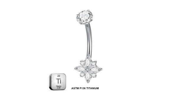 Titanium 14G (1.6MM) Internally Threaded Moon Star Button Piercing 10MM