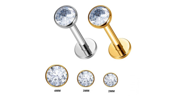 LAB03 ASTM F136 Titanium 18G (1.0MM) Threadless Push Pin Labret Stud ...